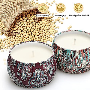 Scented Candles Gifts for Women Mom, 8% Essential Oil, 4 Pack Soy Candles for Home Scented, 120H Burning Time, Stress Relief Gifts for Girlfriend, Teacher, Mom, Anniversary, Birthday