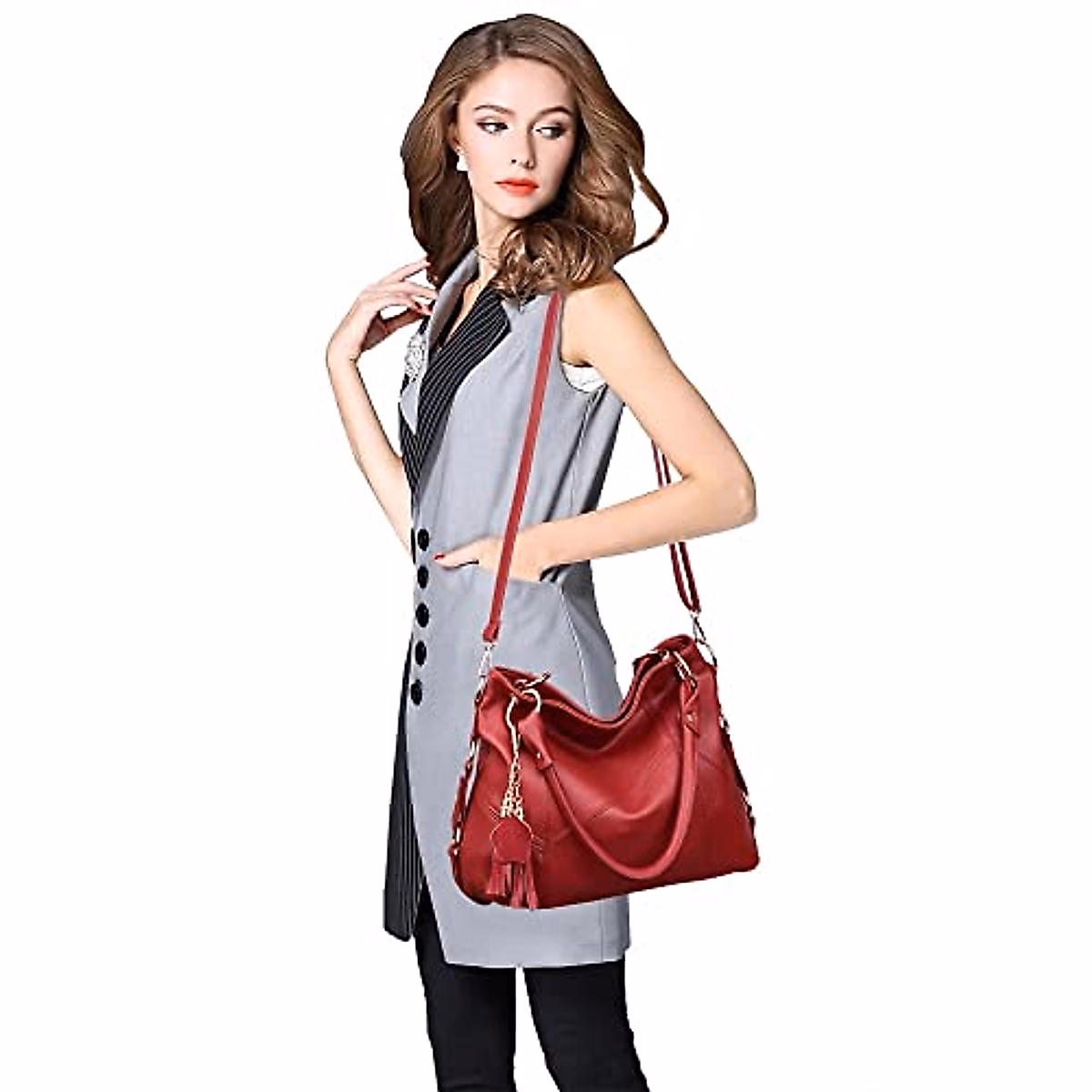 Women Messenger Bags For Women Leather Handbag Crossbody Bags Ladies Designer Shoulder Bag Tote Top-handle Bag Vintage (Khaki)