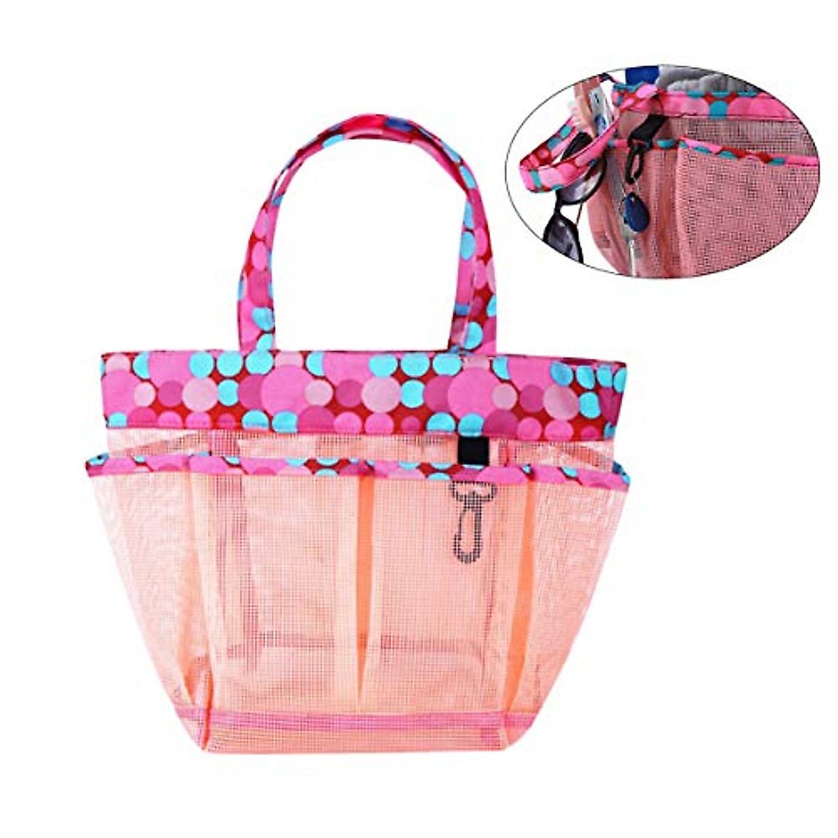 Cabilock Women Handbag Mesh Hanging Large Capacity Portable Storage Pocket Tote Bag Handbag for Daily Items Shampoo Soap