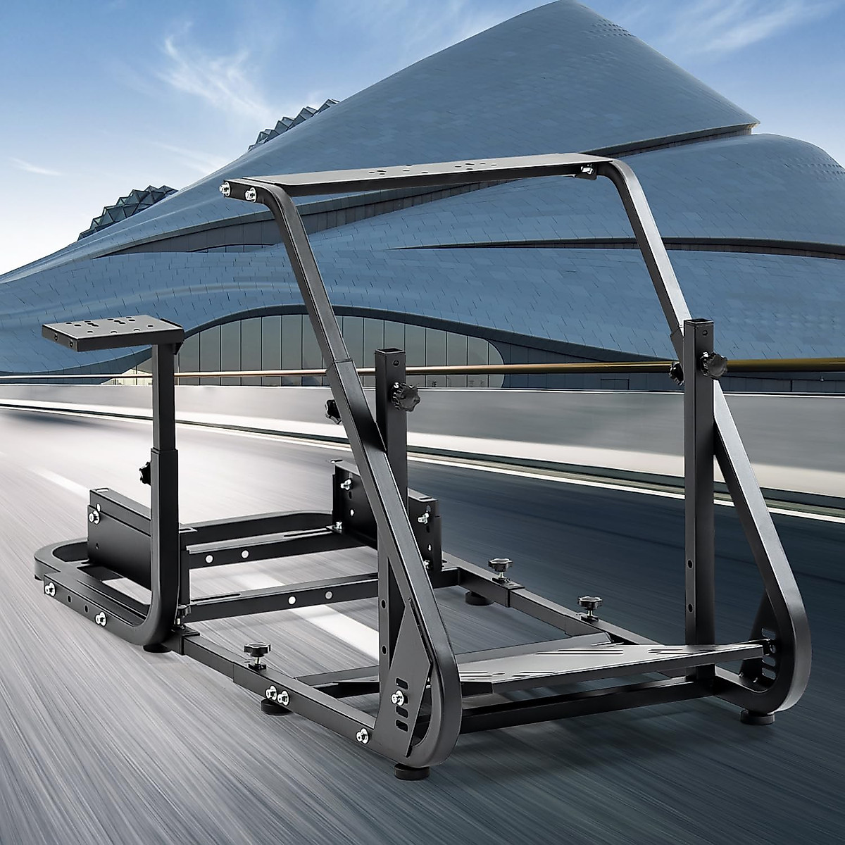 Anman G23 Installable Monitor TV Mount Steering Wheel Stand Fit for Logitech G25 G27 G923,Thrustmaster GPRO T248X T80 T300RS TH8A Fully Adjustable Large Simulator Cockpit,Not Included Electronics