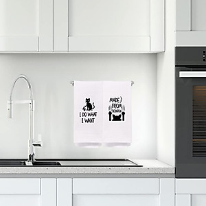 NEGIGA Cat Kitchen Towels 16x24 Set of 4, Black Cat Gifts, Cat Hand Towel, Cat Towels for Cat Lovers, Cat Dish Towel, Gifts for Cat Lovers, Cat Dad Gifts, Cat Mom Gifts, Cat Lady Gifts