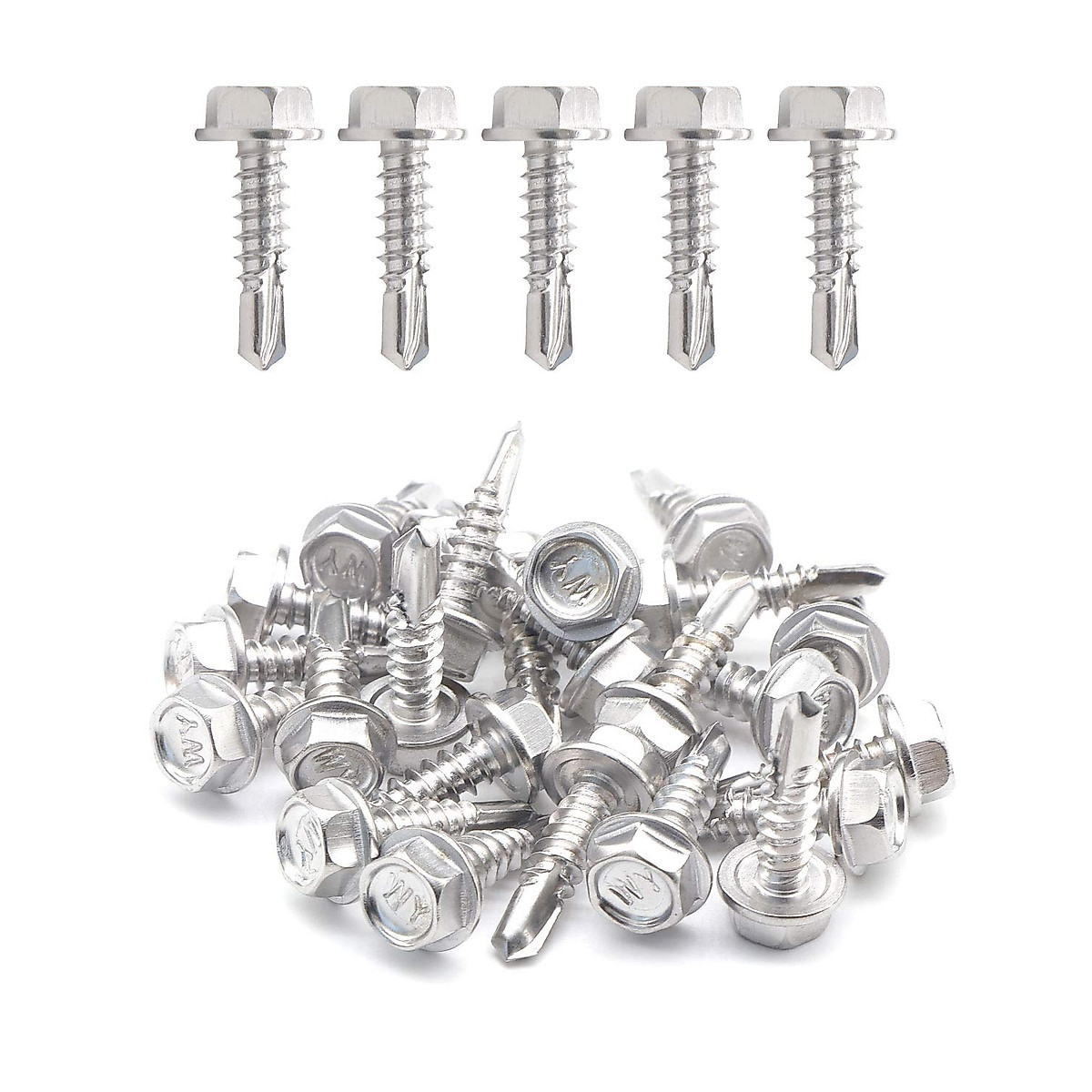 #10 x 3/4" Stainless Hex Washer Head Self Drilling Screws (50pcs) Stainless Steel 410 Fully Threaded Sheet Metal Flanged Hex Screw | by IMSCREWS