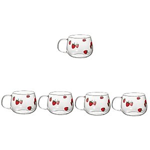 STOBAZA 5pcs Strawberry Drinking Glass Clear Glass Mugs Coffee Glass Mug Clear Glass Coffee Mugs Tea Cup Glass Coffee Cups Coffee Glasses Printing Glass Transparent Water Cup
