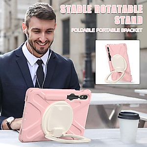 Tablet Protective Case Shockproof Heavy Duty TPU Case Compatible with Samsung Galaxy Tab S9 11 Inch 2023 X710/X716B/X718U,Rotating Kickstand Handle Shoulder Strap,Protective Cover Drop-Proof Shock-Pro
