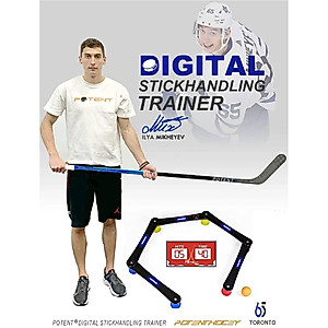 Potent Hockey Training Equipment - Digital Stickhandling Trainer - Portable Stick Handling Aid - On & Off Ice Tool - Practice Puck Control - Best Gift for Hockey Players - Trusted by The Pros