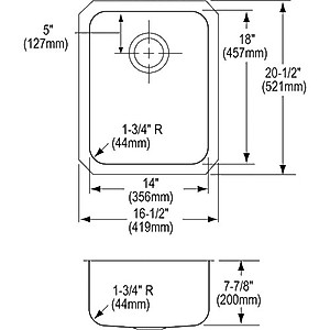 Elkay ELUH1418 Lustertone Classic Single Bowl Undermount Stainless Steel Sink