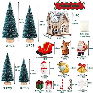 VARACL Funny Wooden Tiny House Ornaments, 25PCS Christmas Miniature Ornament Kits Decorations for Dining Room Tables, Unique Housewarming Gifts Ideas, Favors Christmas Decor Party Supplies