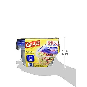 Glad Food Storage Containers - Tall Entrée Container - 42 Ounce - 3 Containers