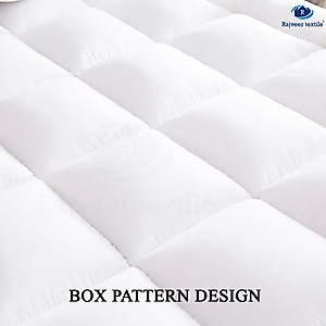 Full Size- 1 Piece 850 GSM Down Alternative 3 Inch Thick Upto 25" Deep Pocket Fitted Mattress Topper Protector Extra Soft Comfortable Sleep for All Season- Full(54X75 Inche), White