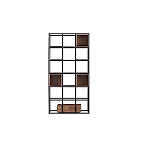 SAtcop Sleek Black Bookshelf Featuring MDF Screen Design and Steel Handles, Size: 35.43''x69.88'' for Home & Office