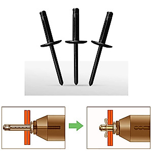 Aifeier ET 50 Pcs 3/16" x 3/4" Aluminum Blind Rivets Black Tri-Fold Exploding Pop Rivets for Kayak Canoe and Boat Accessories