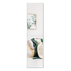 PETAFLOP 14x48 Inch Full Length Mirror and 4PCS 11x11 Inch Wall Mirror Tiles