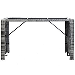 MBFLUUML Outdoor Patio Furniture Dining Set, Patio Dining Sets, 7 Piece Patio Bar Set with Cushions Poly Rattan Gray Suitable for Patio, Porch, Backyard, Balcony.