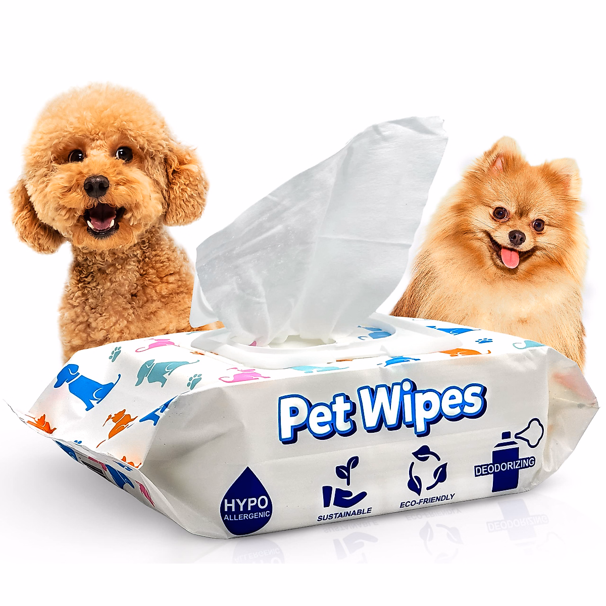 Pets Depot 100 Gentle Puppy Wipes for Butt and Paws - Hypoallergenic, Easy to Use for Dog and Cat Cleaning and Deodorizing - Wet Grooming Wipes to Sanitize Your Pet's Toys