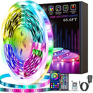 Led Lights for Bedroom, Music Sync LED Rope Lights APP Control with Remote, RGB Led Strip Lights for Room Kitchen Party Home Decoration (65.6ft)