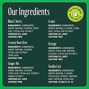 Zevia Zero Sugar Soda, Rainbow Variety Pack, 12 oz Cans (24-Pack) – Naturally Sweetened, Zero Calorie Sugar Free Soda - Non-GMO Project Verified, Gluten-Free, Vegan