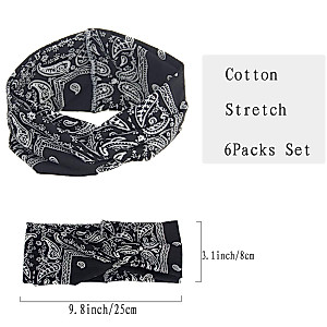 QIMOSHI 6 Packs Headbands for Women Cotton Knotted Yoga Sport Workout Fashion Hair Bands Headwrap