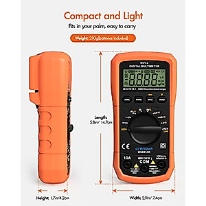 Crenova MS8233D Digital Multimeter 6000 Count Auto-Ranging DC AC Voltmeter Ohm Volt Amp Tester for Voltage Current Resistance Capacitance Continuity Diode Duty-Cycle Frequency NCV Live Wire Test