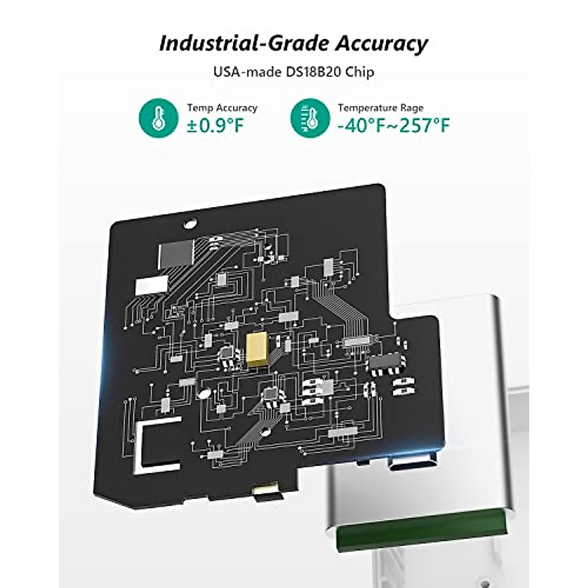 MOCREO ST5 WiFi Thermometer Freezer Alarm, Email Alert, App Notification, Data Logging Export, No Subscription Fee, Remote Wireless Temperature Sensor for Refrigerator, Freezer, Hot Tub (2 Pack)