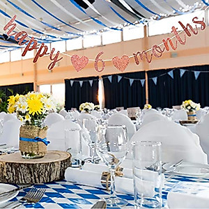 Rose Gold Glitter Happy 6 months Banner, Half Way to One Bunting Garlands, Happy 1/2 Birthday/Anniversary Party Decoration Supplies