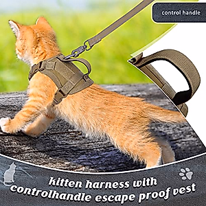 Cat Harness and Leash Set for Travel Training, no Pull Escape Soft Control Handle Tactical Vest for Puppy Kitten Small cat with ID tag,Adjustable snug Jacket Breathable air mesh Universal Anxiety
