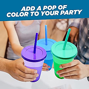 Hippozz Plastic Tumblers with Lid & Straw 5 Pack 16 Oz Color Changing Cups with Lids & Straws Colorful Tumblers with Straw BPA Free Kids Cups with Lids for Parties Reusable Coffee Cups
