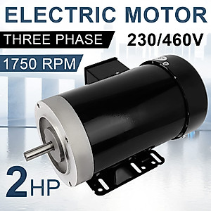 2HP Electric Motor 1750RPM General Purpose Three Phase 56C Motor TEFC 230/460V 5/8" Shaft Diameter 4 Pole 60HZ