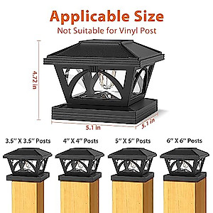 ENSLI Solar Outdoor Post Cap Lights, 6 Pack Brighter Solar Post Lights Outdoor Waterproof, Fence Post Cap Lights Solar Powered Deck Post Lights Fit 4x4 5x5 6x6 Posts for Fence Deck Garden Decoration