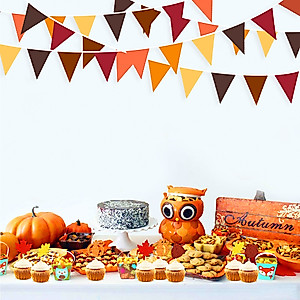 32Ft Fall Banner Decorations Triangle Flag Fabric Pennant Garland Bunting for Happy Fall Decor Thanksgiving Day Harvest Autumn Wedding Birthday Party Home Outdoor Garden Hanging Decoration (36Pcs)