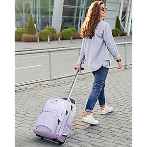 MATEIN Rolling Backpack for Women, 17 Inch Travel Laptop Backpacks with Wheels, Waterproof Large Roller Carry On Luggage Wheeled Backpack, Trolley Overnight Suitcase Business Computer Bag, Purple