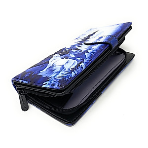 Shag Wear Mystic Wolves Snow Owl Large Stylish Animal Wallet For Women and Teen Girls Vegan Faux Leather 7"