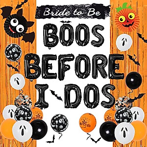 Halloween Bachelorette Party Decorations Halloween Bride Decorations Boos Before I Dos Balloon Orange Black with Ghost Bat Paper Fans 3d Scary Bat Wall Sticker Tinsel Curtain Bride To be Sash