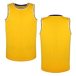 MESOSPERO Blank Basketball Jersey Men's Mesh Athletic Sports Shirts Black Yellow White S-3XL (Yellow, X-Large)