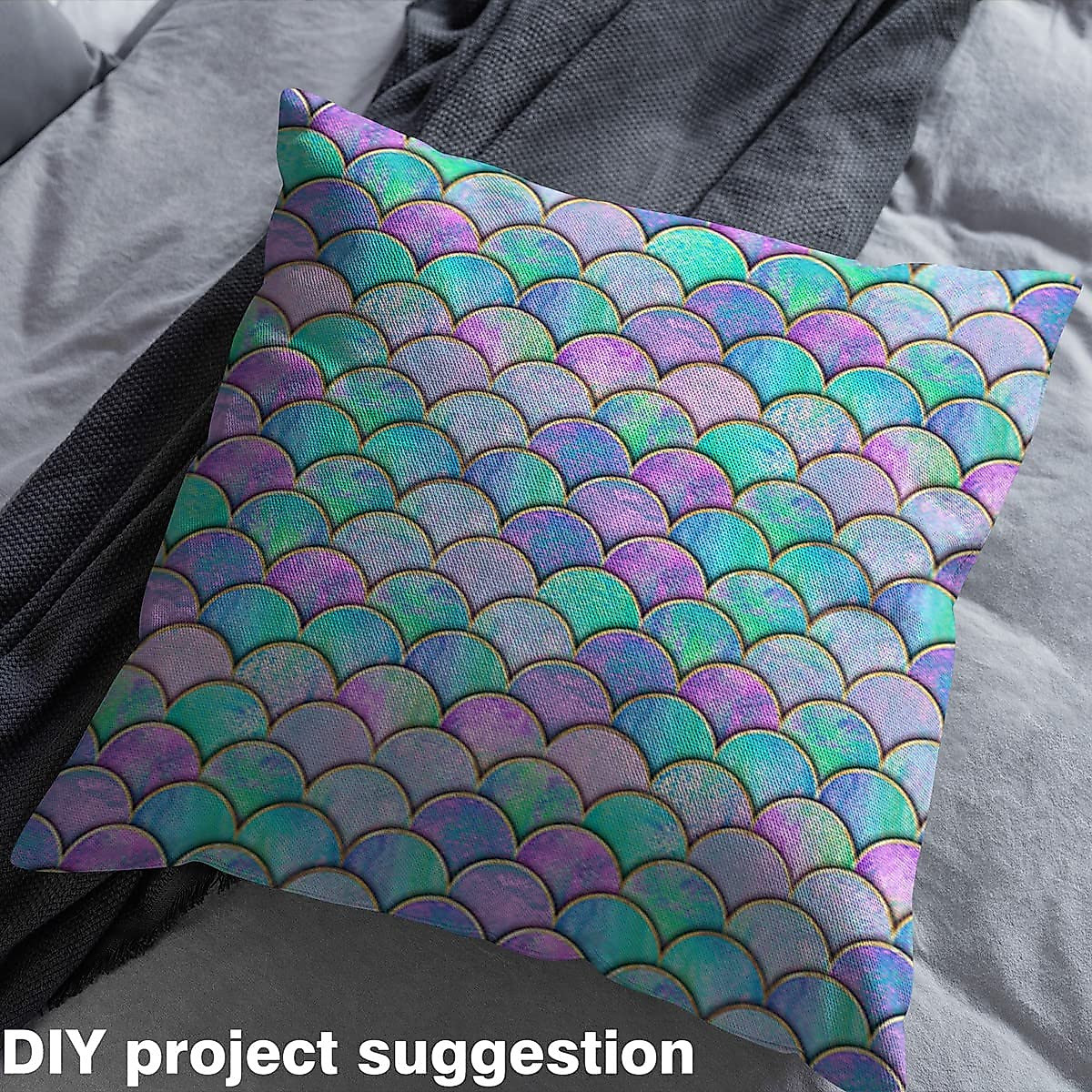 Mermaid Fabric by The Yard, Kids Fish Scales Decorative Fabric, Girly Rainbow Upholstery Fabric for Chairs, Ocean Life Sea Animal Waterproof Fabric, Upholstery and Home Accents 1 Yard