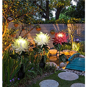 fopfun Yellow Chrysanthemum Solar Lights Outdoor Garden Decorative Flowers Yard Decorations Solar Pathway Lights Solar Powered Garden Yard Ornament Lights for Walkway Sidewalk Driveway