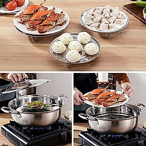 WANGYZJ Stainless Steel Steamer Rack, Steamer Rack for Pots, Round Cooking Rack, 3-Layer Steaming Rack for Kitchen (3pcs, 22-24-26), Silver