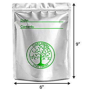 25 PCS , Quart , (4 cups) , Mylar Bags With Oxygen Absorbers , (200cc) , 6"x9" , Extra Thick , 9.4MIL , Mylar Bags for Food Storage , Long Term Food Storage , Resealable Zipper Bag , Ziplock Bag Organizer , Large , Vacuum Sealable for Dry or Freeze Food