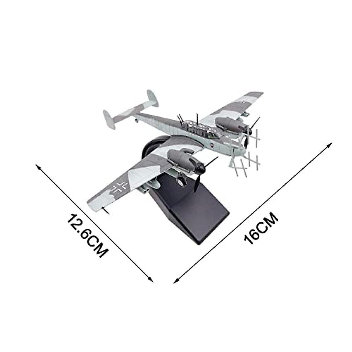 shamjina Night Version BF-110 Aircraft Model Simulation Ornament Alloy 1/100 Scale BF-110 Fighter Model Toy for Home Household Shelf Ornaments Gift