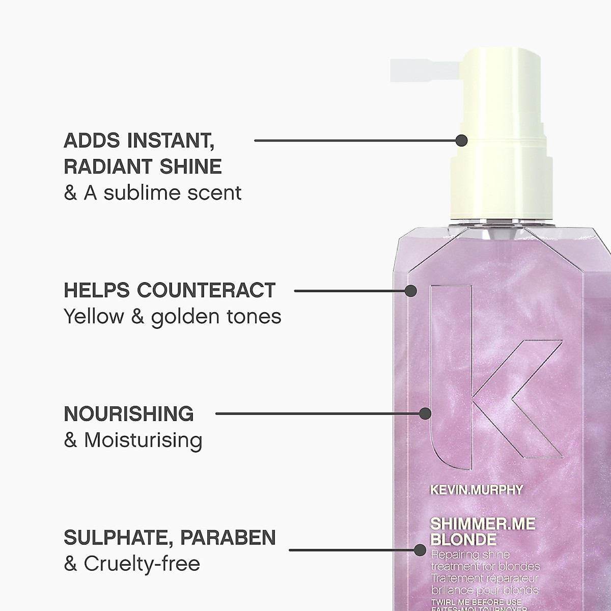 KEVIN.MURPHY SHIMMER.ME BLONDE - Repairing Shine Treatment - For Blonde, Highlighted & Grey Shades - For Hair Repair - Hair Mist with Vitamins - Hair Shimmer Spray - 100 mL / 3.4 fl oz