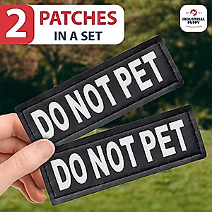 Industrial Puppy Do Not Pet Patch - Attachable Patches with Hook Backing for Do Not Pet Dog Vest Harness or Collar - Service Dog, Emotional Support, Service Dog in Training, and Therapy Dog Patches