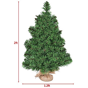 3FT Artificial Tabletop Christmas Tree, Premium Spruce Christmas Tree w/Burlap Base, for Xmas Indoor Decor