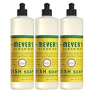 MRS. MEYER'S CLEAN DAY Liquid Dish Soap, Biodegradable Formula, Honeysuckle, 16 fl. oz - Pack of 3