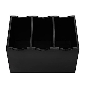 Restaurantware 8.25 x 5.5 x 4.75 Inch Flatware Display 1 Countertop Buffet Utensil Caddy - 3 Compartment For Parties Picnics Homes or Restaurants Black Bamboo Cutlery Holder Upright