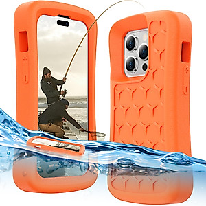Temdan Floating Phone Case for iPhone 15 Pro Max/15 Plus/14 Pro Max/14 Plus/13 Pro Max/12 Pro Max Case,[24FT Military Dropproof] Shockproof Protective Floating Case 6.7 Inch Orange