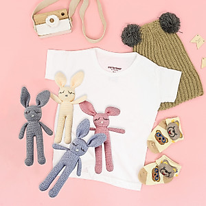 Moni's Choice Easter Baby Stuffed Animal Bunny Rabbit Handmade Plush Easter Stuffed Animal Knitted Doll Baby Sleep Toy Newborn Gift Handmade(Grey)