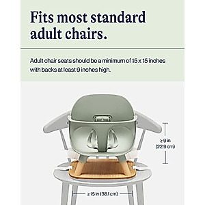 Lalo The Booster Seat for Babies & Toddlers, Children's Booster Seat, Easy to Clean Five-Point Safety Harness & Durable Non-Toxic Plastic Seat & Belly Bar - Sage