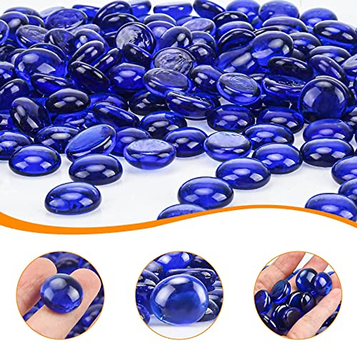 Unidanho 20Pounds Fire Glass Beads for Propane Fire Pit, Fireplace and Outdoor Decorative, 3/4 Inch High Luster Fire Pit Glass Rocks