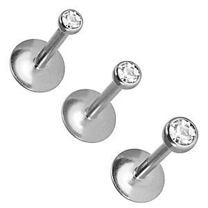 Oasis Plus 10pcs 2mm Sparking Clear Crystal 16G Monroe Labret Stud Chin Lip Barbell Nose Rings