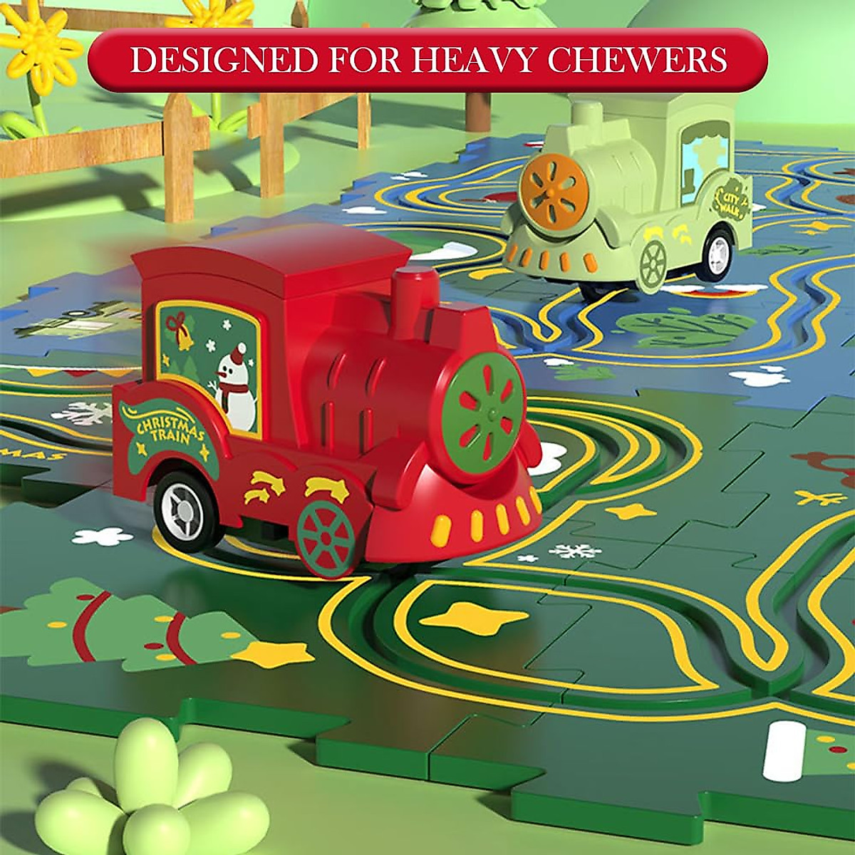 DIY Assembling Electric Trolley,2024 New Christmas Toddler Puzzle Track Play Set with Vehicles,Children's Educational Puzzle Track Car Play Set for Kids (4 * Puzzle Tracks, Vehicle#A)