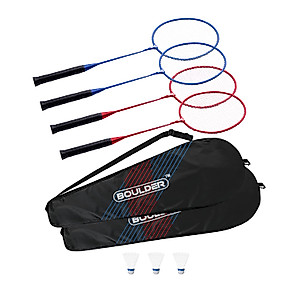 Boulder Sports Badminton Racket Set - Lightweight Badminton Rackets with 3 Shuttlecocks and Racquet Case - Badminton Set for Backyard or Outdoor Games